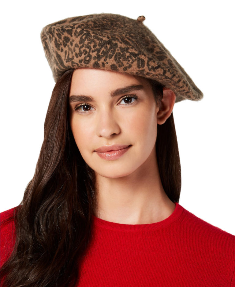 INC International Concepts Wool Blend Leopard Print Beret