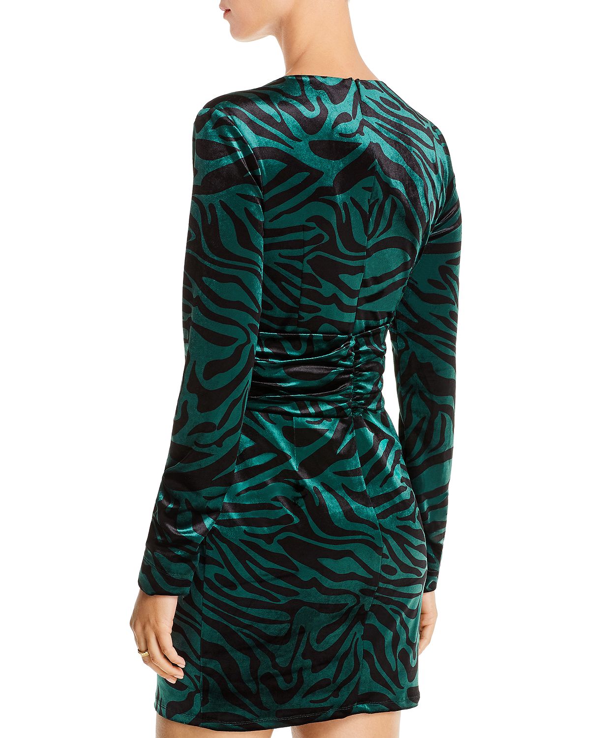 Lini Women's Green Velvet Natalie Zebra Print Dress