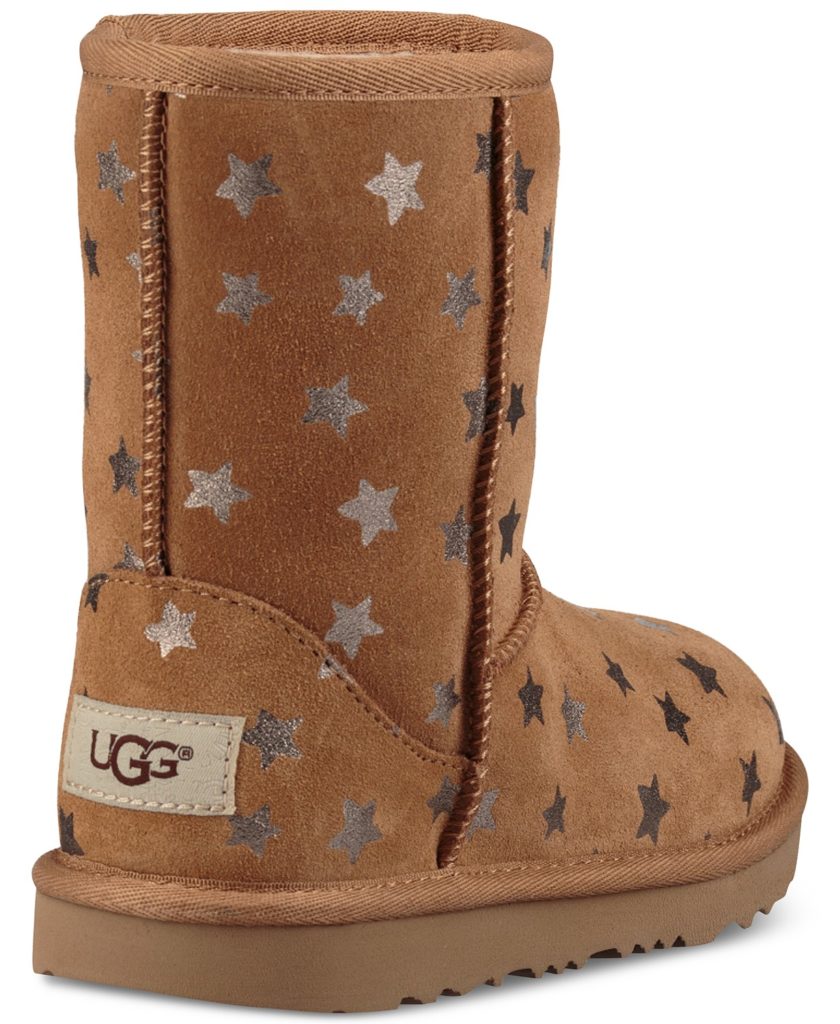 UGG Little & Big Girls Brown Suede Classic Short II Stars Boots ...
